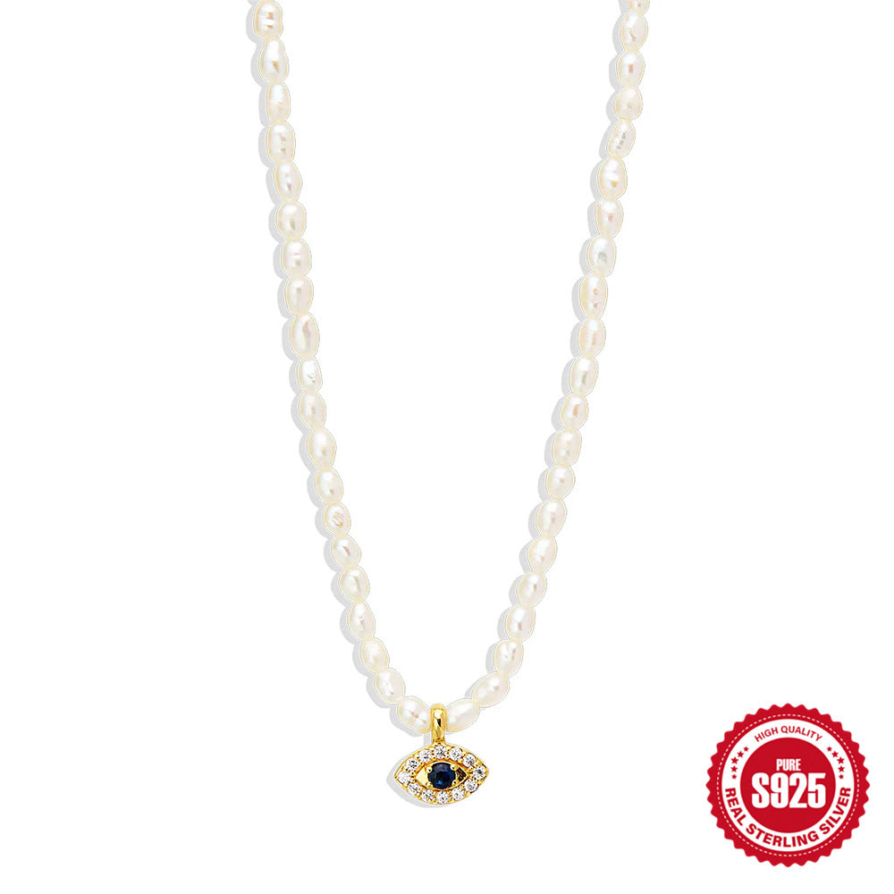 S925Sterling Silver Devil's Eye Pendant Necklace Octagonal Star Inlaid ...